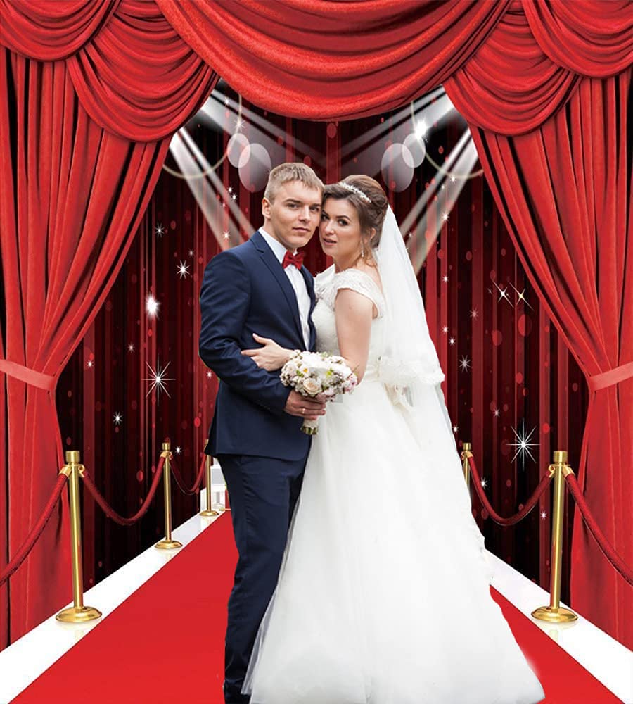 10X10FT Hollywood Theme Party Decorations Photo Backdrops Red Carpet Backgrounds Vinyl Photography Background Backdrops for Wedding Birthday Party Decoration CY-053