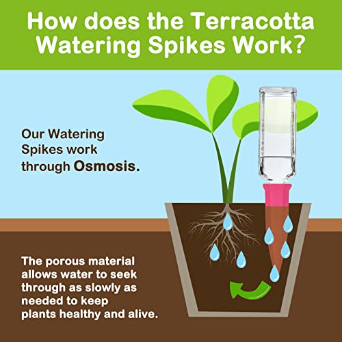 10 Pack Plant Watering Devices, DeeCoo Self Watering Spikes, Plant Waterer Self Watering Terracotta Spikes Automatically Water Your Indoor and Outdoor Plants While On Vacation