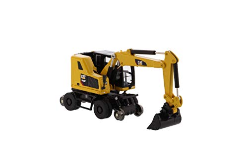 1:87 Caterpillar M323F Railroad Wheeled Excavator, Safety Yellow Color β HO Series by Diecast Masters β 85612 (Comes with 3 Interchangeable Work tools: Ballast Tamper, Rail Clamshell, and Bucket