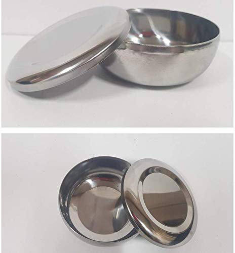 SoltreeBundle Set of 5, Korean Stainless Steel Rice Bowl with Lid Set, Korean Kitchen Restaurant, Multi-Purpose Stainless Steel Hygienic Sanitary Bowl + Lid Set