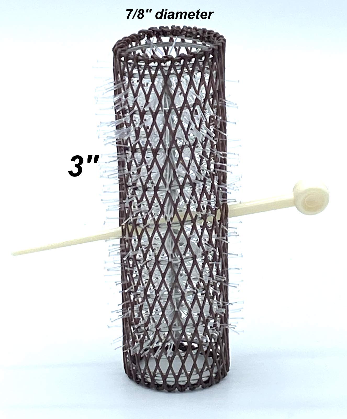 12 pc Vintage Style Hair Rollers BRUSH ROLLERS & 12 PINS - Mesh Hair Curlers with Bristles 3"x 7/8" (12 Large Rollers & Pins)