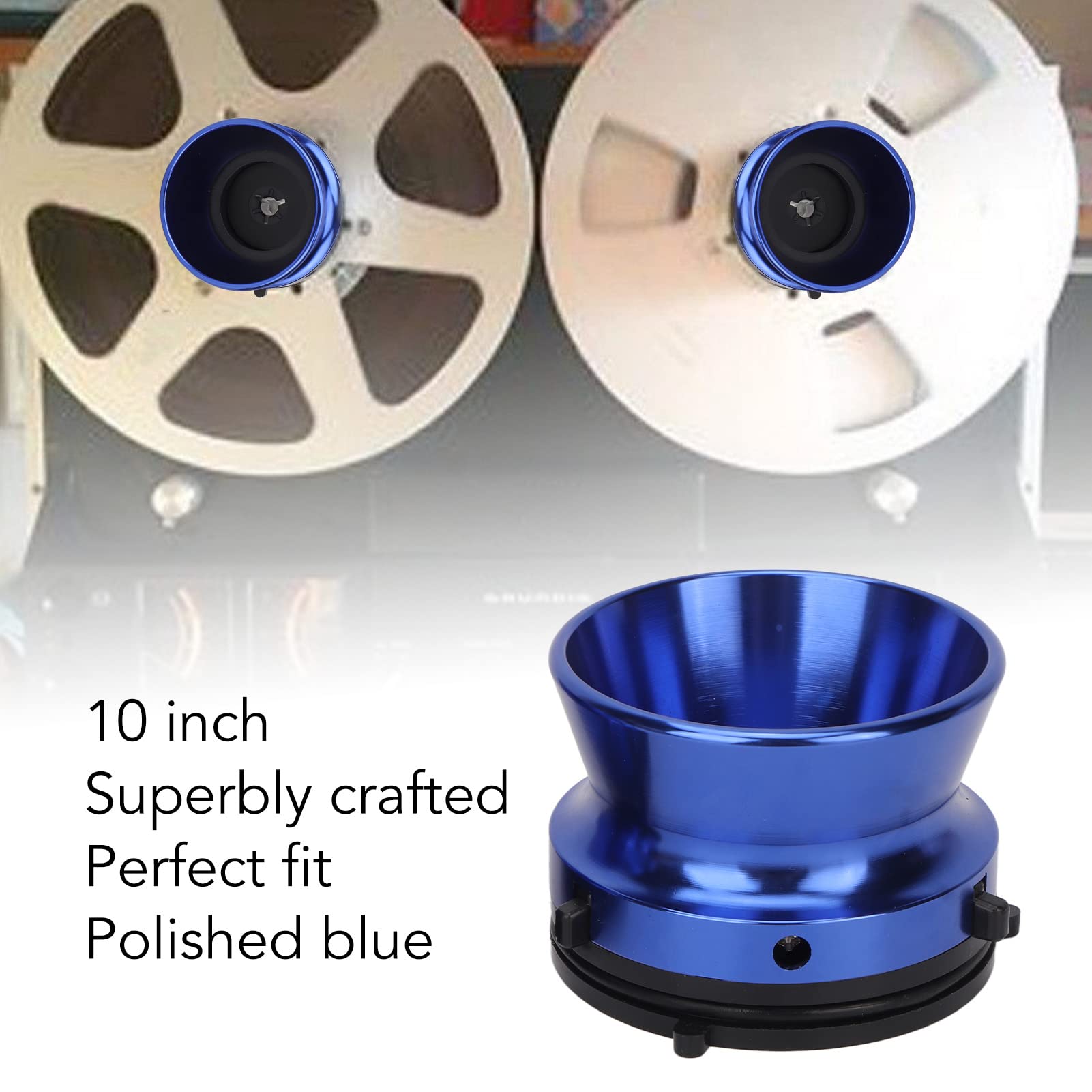 1 Pair NAB Hub Adapters, 10 Inch Opener Universal NAB Hub Adapter, Polished Aluminum, Universal Loading Device for Studer Rev Ox, for Akai, for Teac (Blue)