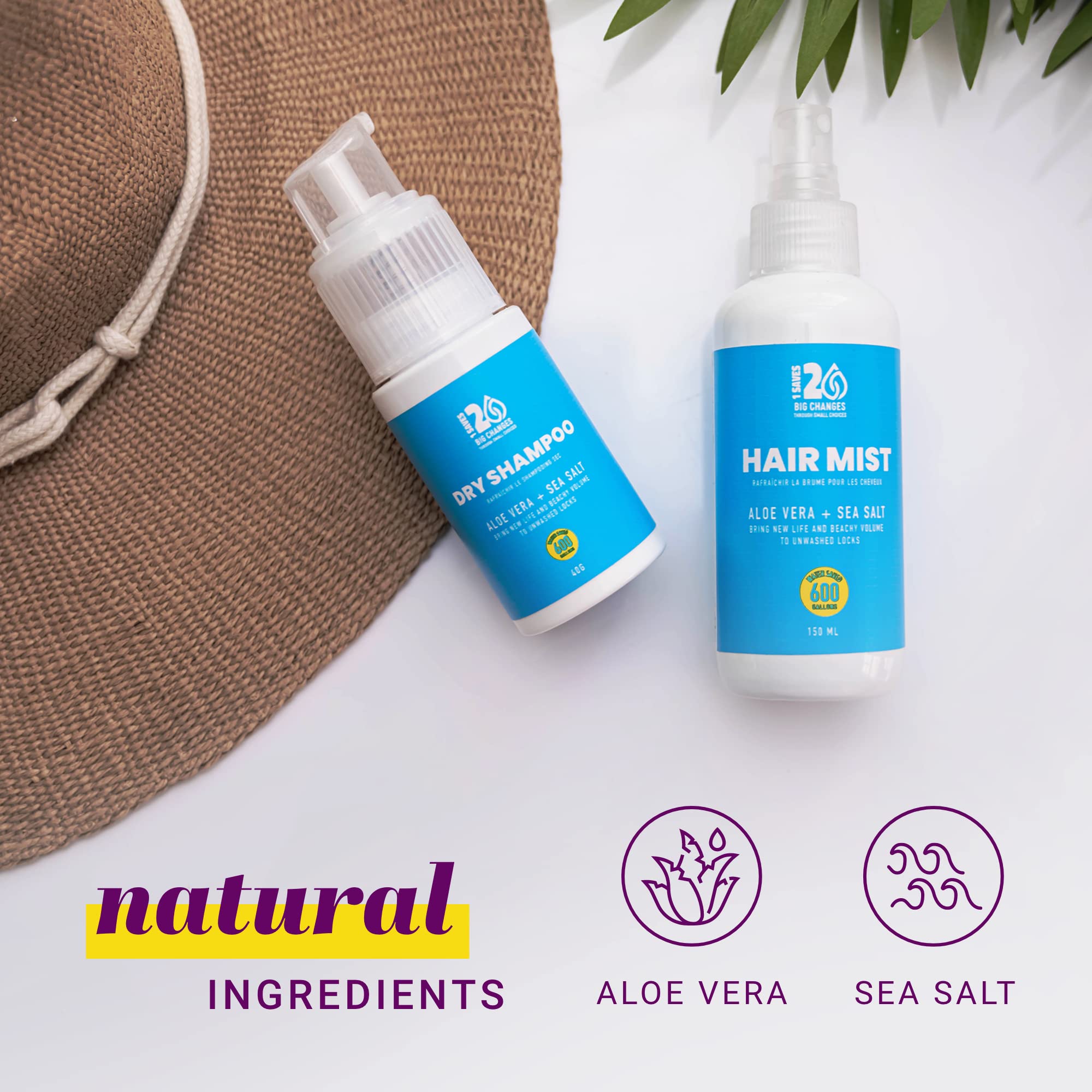1 SAVES 20 Refresh Hair Collection, Includes Hair Mist and Dry Shampoo, All Natural Ingredients, For All Hair Types