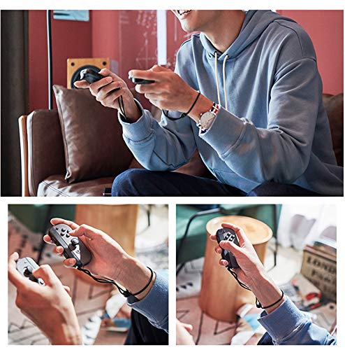 1 Pair of Joy-Con Handle Controllers with anti-slip Lanyards for Nintendo Switch Video Games-Black
