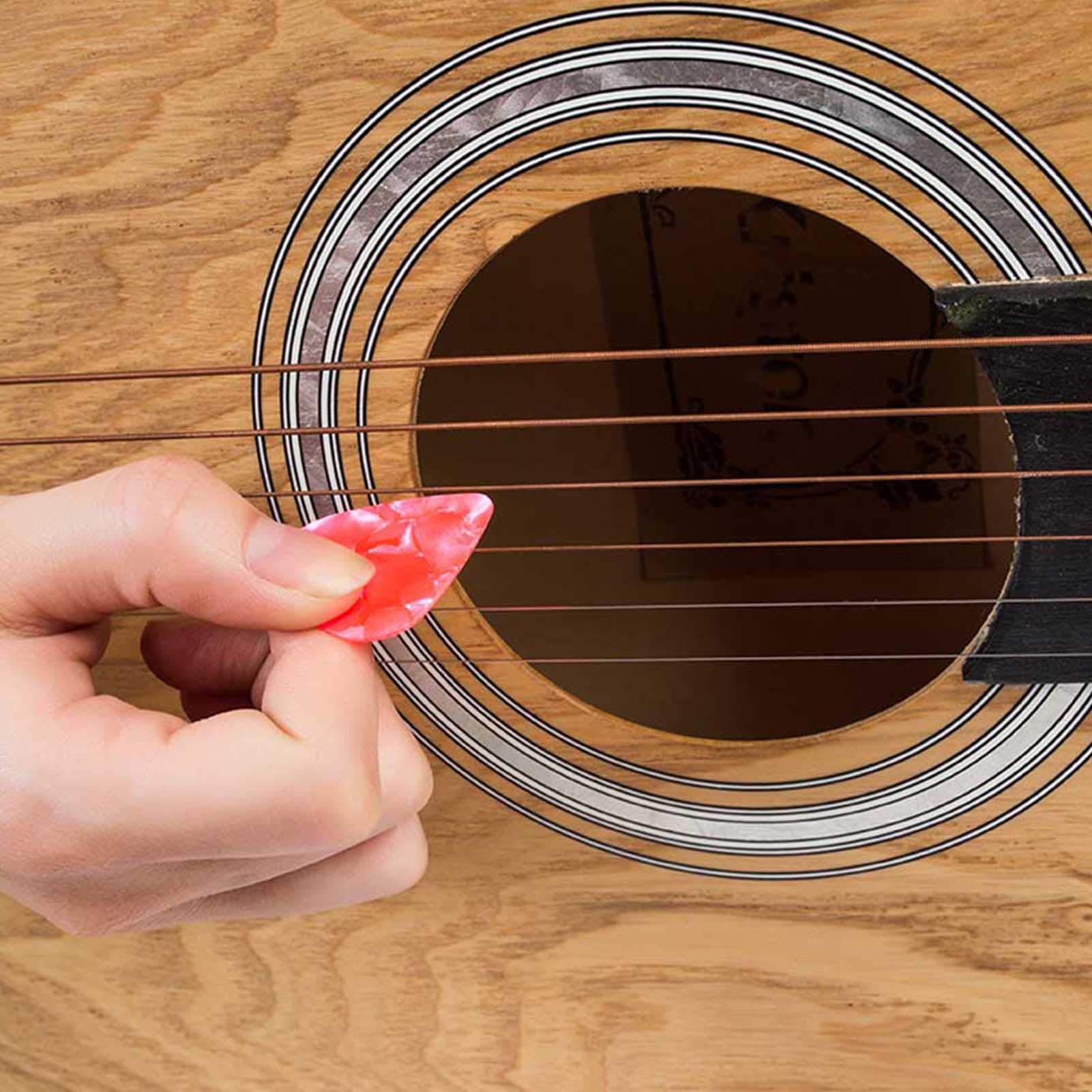 12 Pcs Celluloid Picks 0.46mm/0.71mm/0.96mm,With 3 Pcs Guitar Fretboard Stickers for Guitar Players