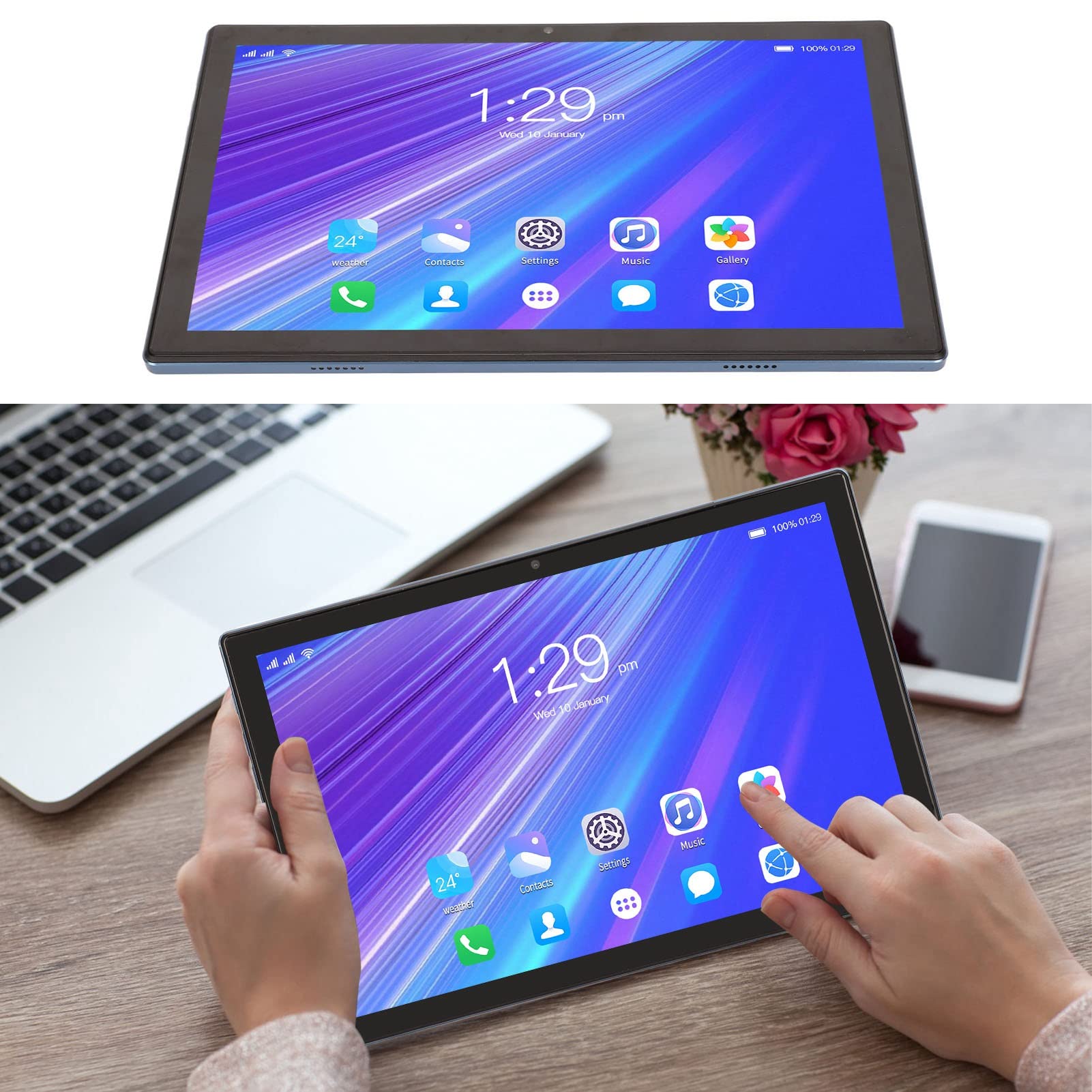 10 Inch Tablet 8800mAh Battery Dual Band 2.4G 5G Dual Cameras 6GB 128GB Kids Tablet for Office (US Plug)