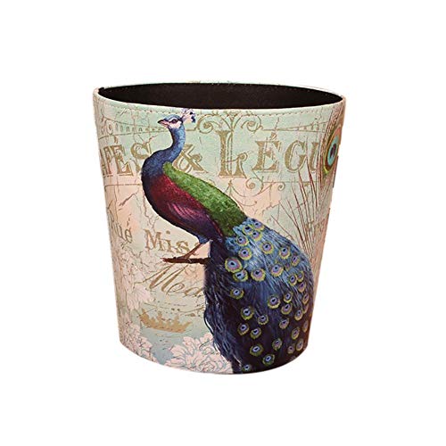 Daliuing Waste Can Creative British Leather Round Trash can for Household use Garbage Waste Basket for Washroom/Bathroom