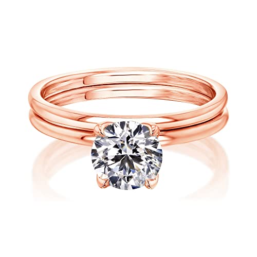 1 Carat IGI Round Floating Tulip Solitaire Bridal Set - 7.0 / yellow-gold / DE