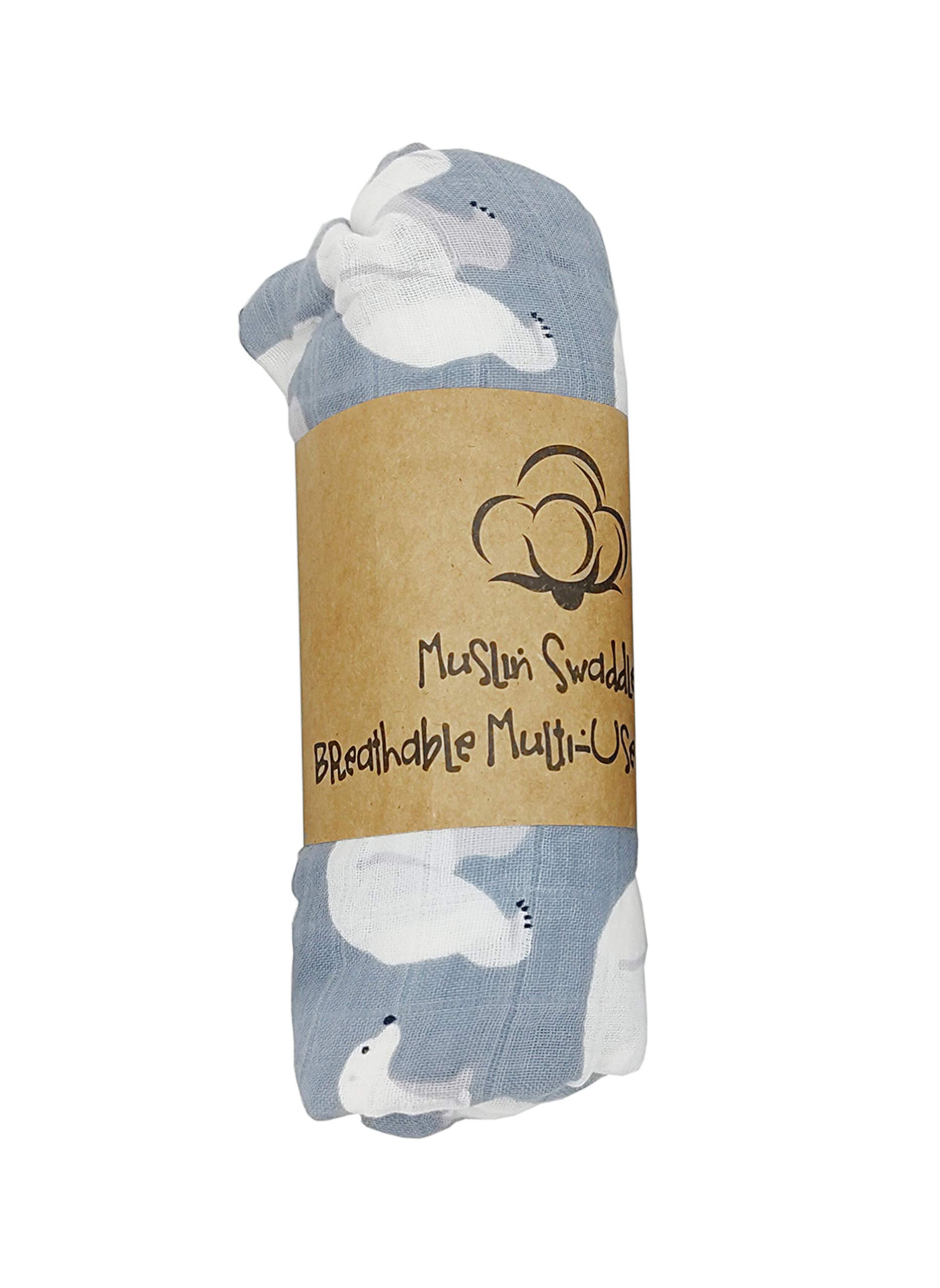 1 Pc Polar Bear Print Baby Swaddle Blanket Set, Boutique Muslin Cotton Blanket, Girls And Boys, Baby Swaddle, Ideal Newborn Baby Swaddle Suit Each Blanket Weighs 5 1/2 Ounces 15412-POLAR BEAR ONLY-NPF