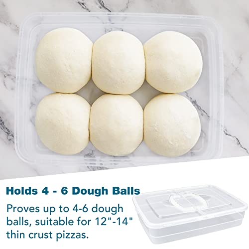 2 PCS Dough Trays for Pizza, Commercial Pizza Dough Proofing Box, BPA FREE,Durable Pizza Storage Container, 14" x 10.3" Large Capacity Pizza Dough Containers, Home Pizza Dough Trays with Handles