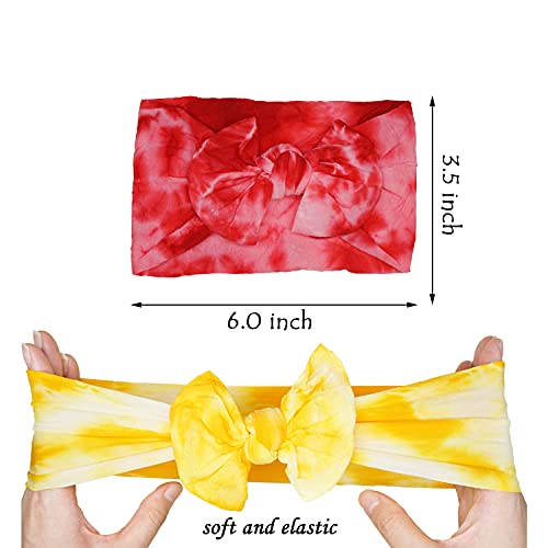 12 Nylon Bows Headbands with Soft Dye Bows for Newborn to 3 Months Baby Girls - Hair Accessories