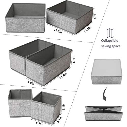 12 Pack Sock Underwear Drawer Organizer Dividers, Foldable Fabric Dresser Drawer Organizers for Clothing, Sock, Undies, Bra, Belt, Tie, Scarf