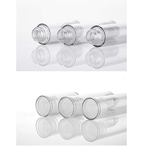 10 Pcs Clear Airless Pump Bottles,Refillable Empty Transparent Plastic Airless Lotion Pump Vacuum Container Diffuser Travel Size Lotion Sample Packing Vial-FREE Funnel,Dropper (5ml/0.17 Qunce)