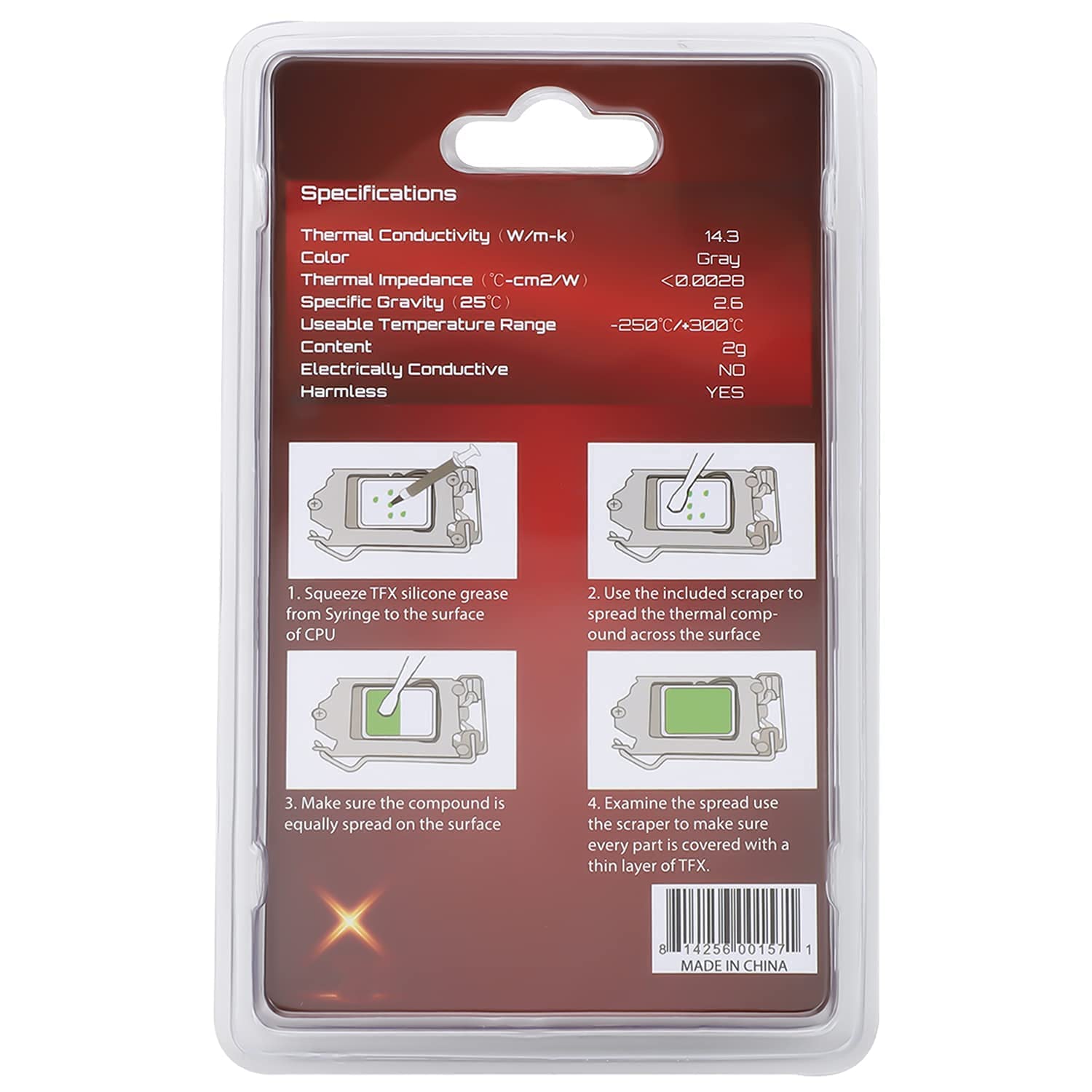 1 one Enjoy TFX Thermal Compound Paste 14.3 W/Mk, Carbon Based High Performance, Heatsink Paste for All CPU Coolers, 2 g with Tool