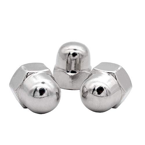 10 Pieces M8 Thread Dome Head Stainless Steel Acorn Hex Cap Nuts Stainless Steel Hex Acorn Cap Nuts for Screws Bolts, Silver