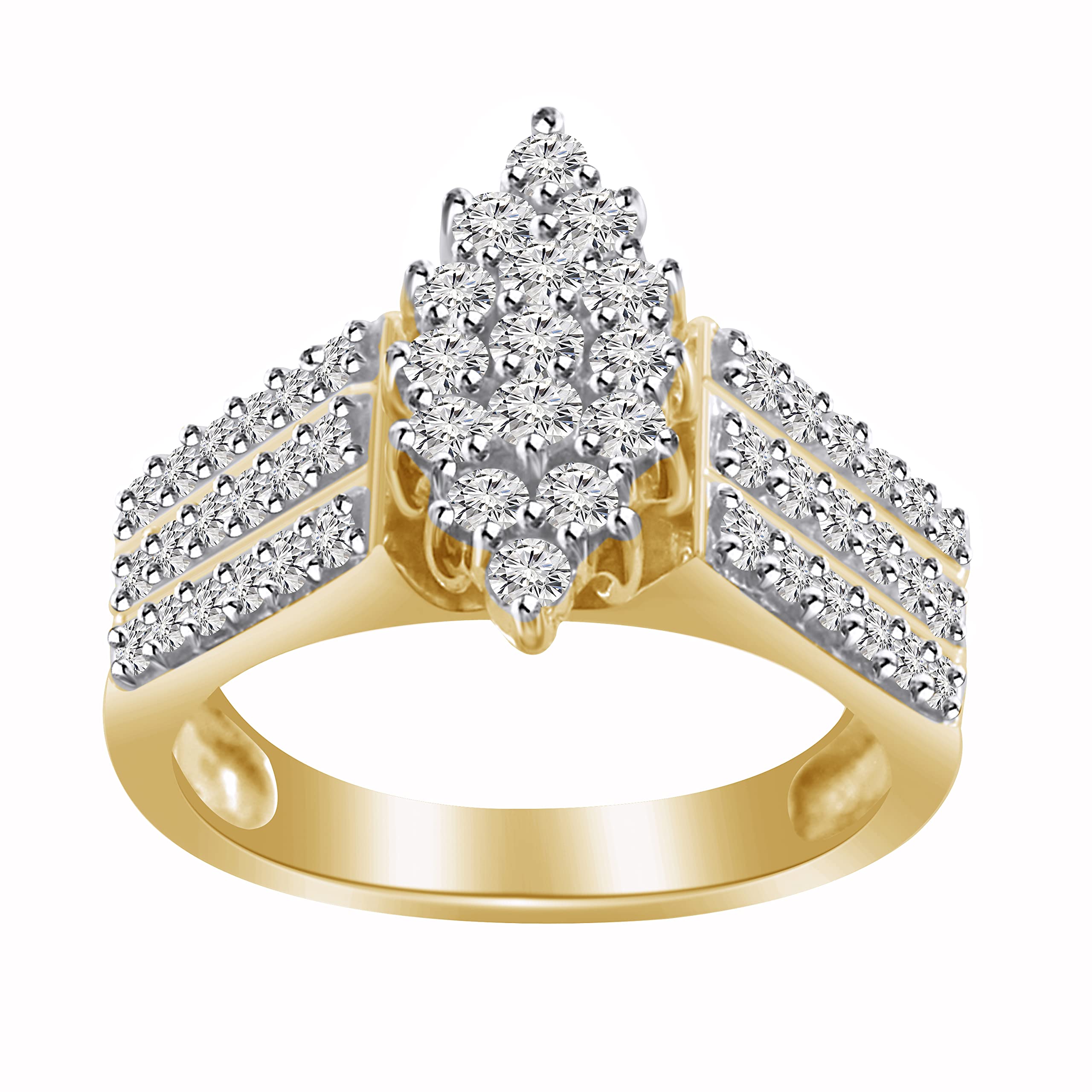 1.66 Ct Round Cut Diamond 14k Yellow Gold Over Cluster Wedding Ring_US-11