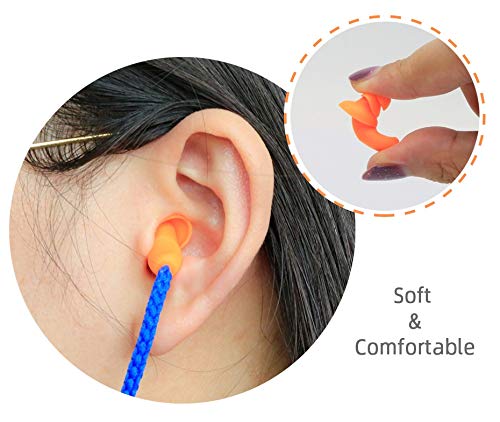 10 Pair Corded Ear Plugs for Shooting Range Ear Protection for Gun Range - Hunting Ear Plugs Individually Wrapped Shooting Ear Buds Hunting Ear Protection Hearing Protection Ear Plugs for Construction