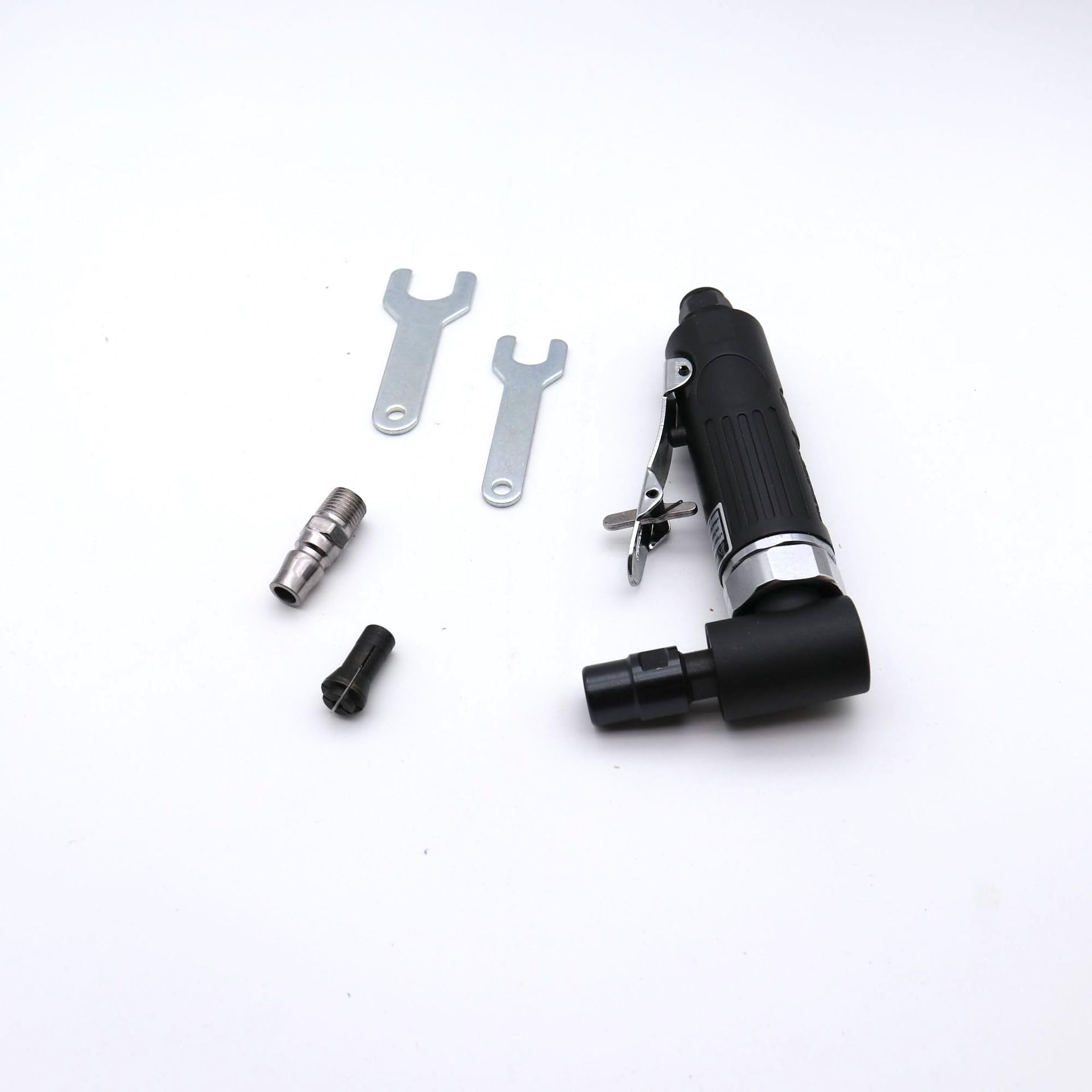 1/4 Angle Grinder, Air Angle Die Grinder Tool, 90° Pneumatic Tool with Collet and Wrenches, Rear Air Exhaust, Heavy Duty Cordless Grinder for Deburring, Polishing, Engraving