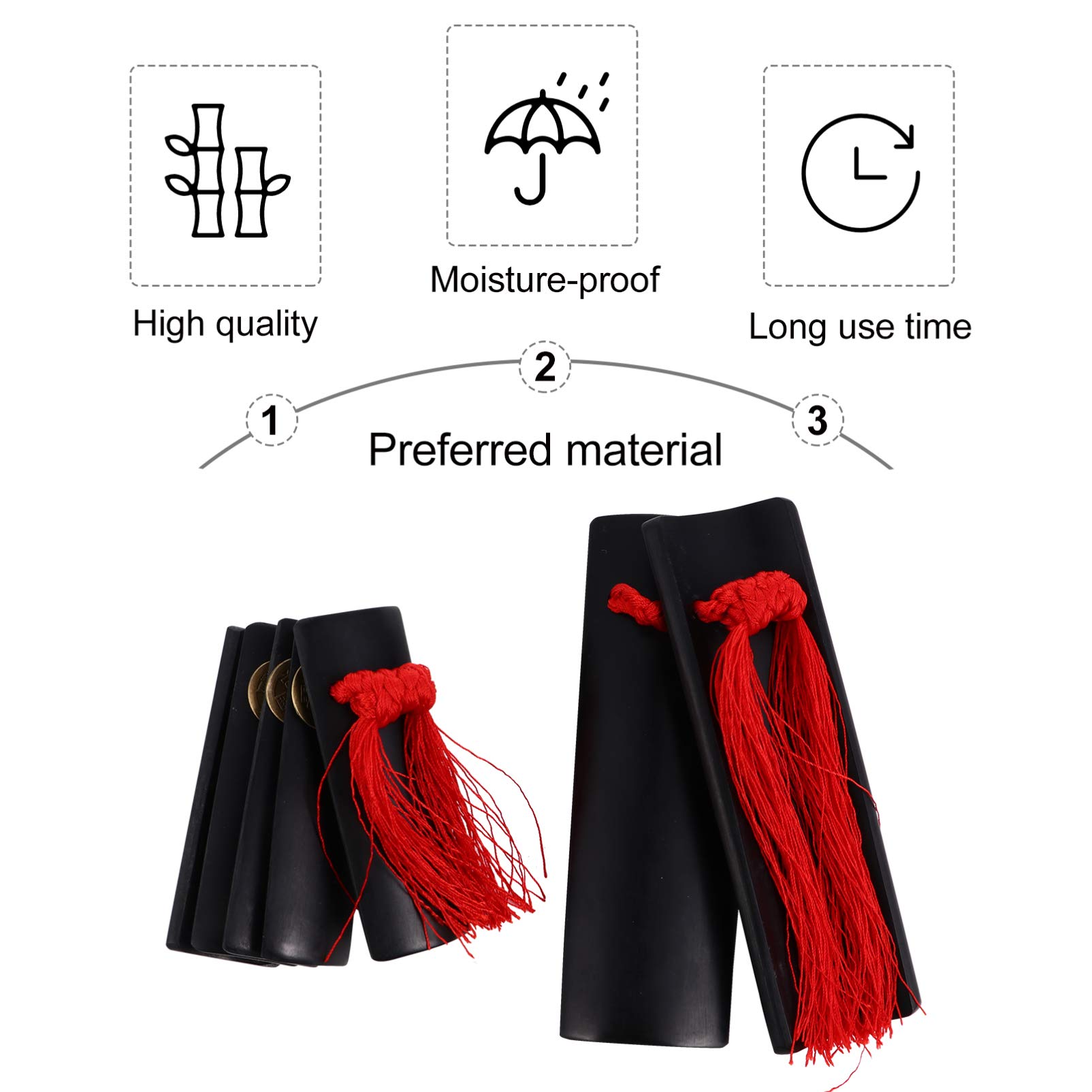 1 Pair Chinese Kuaiban Bamboo Bamboo Musical Instruments Traditional Hand Percussion Castanets Clapper Instrument for Adults Chinese Spring Festival (Black)
