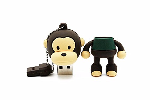 2.0 Monkey Black and Green 32GB USB External Hard Drive Flash Thumb Drive Storage Device Cute Novelty Memory Stick U Disk Cartoon Animal