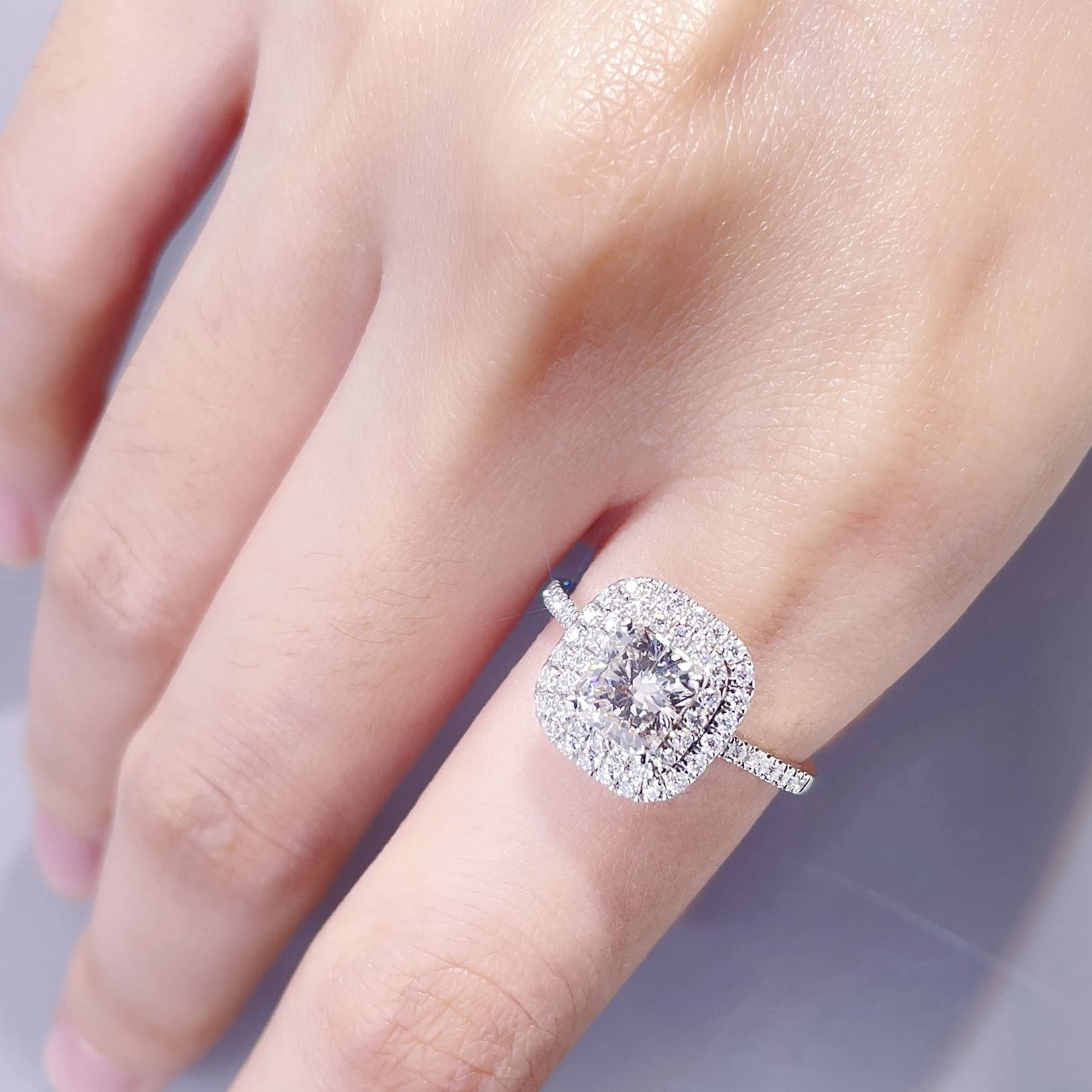1.6Ct Moissanite Engagement Ring, 18K Real Gold Plated, Moissanite