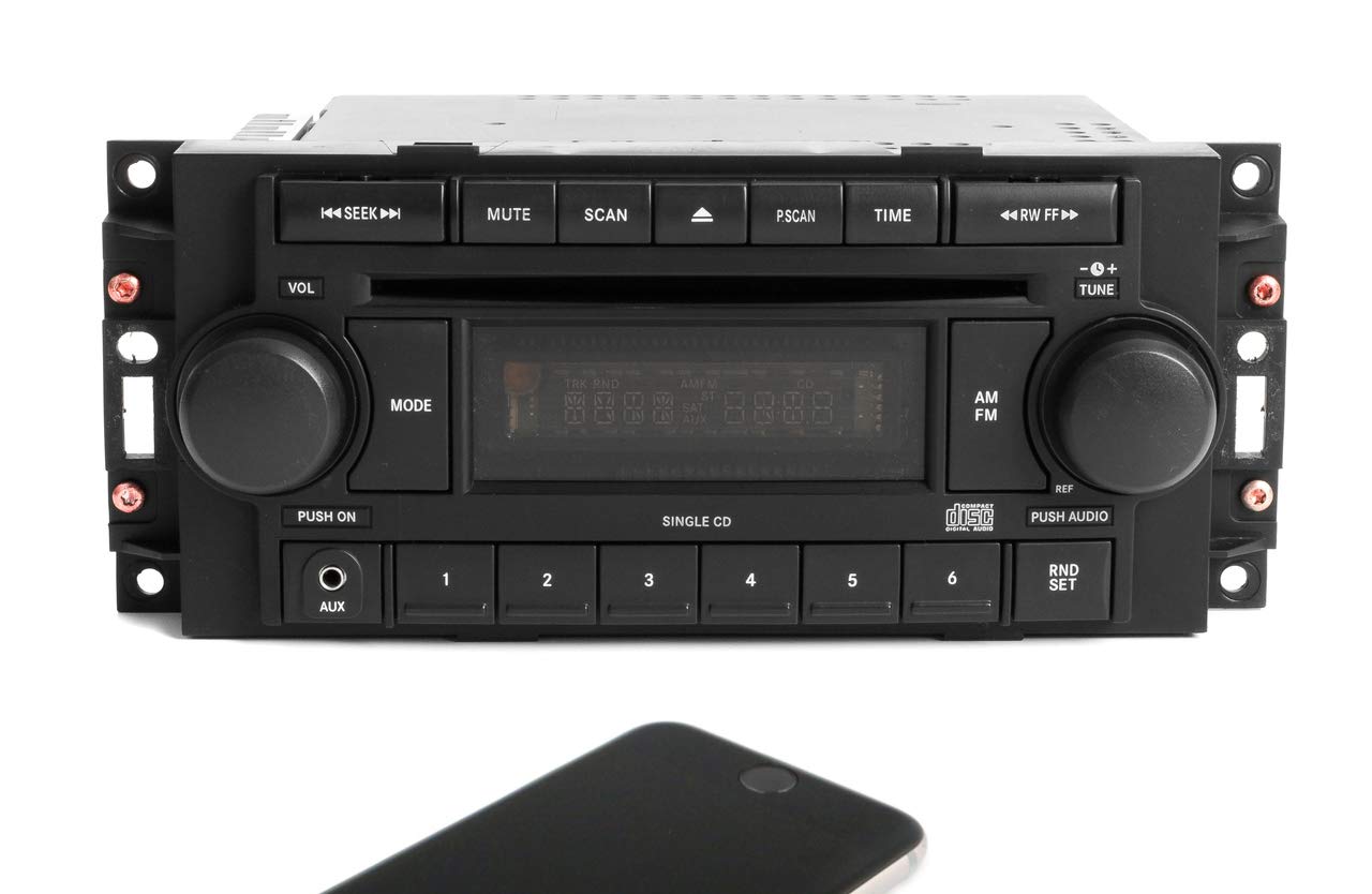 1 Factory Radio AM FM CD Auxiliary Input Bluetooth Compatible With 2004-2010 Jeep Dodge Chrysler REF P05064171AE