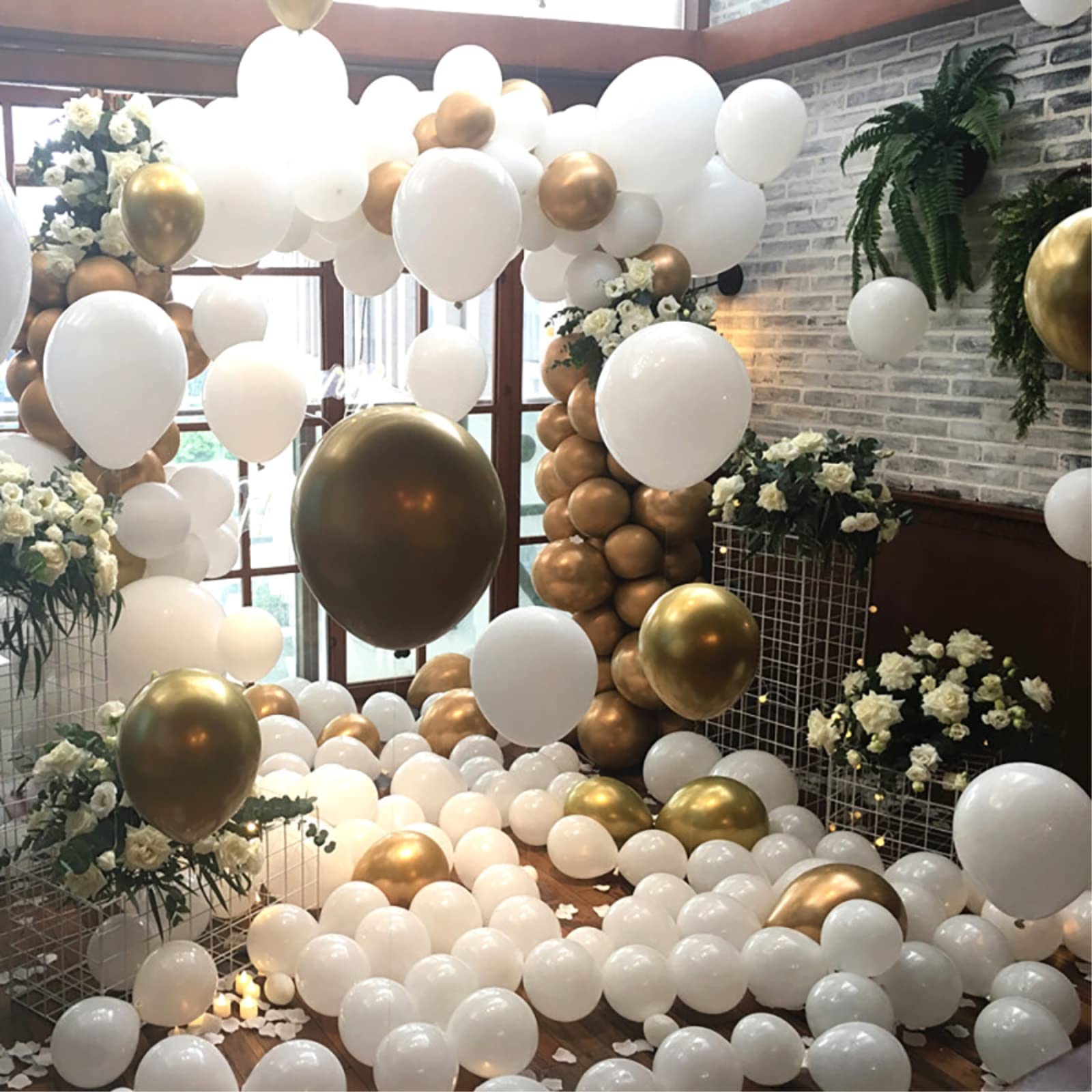 10 inch White Latex Balloons, 100 pcs Thick White Party Balloons Birthday Decorations (White)