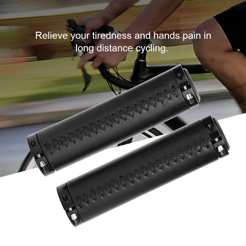 1 Pair Mountain Bike Lock-on Faux Leather Non-Slip Bicycle Handlebar Grips,Perfect Bike Accessories Brown