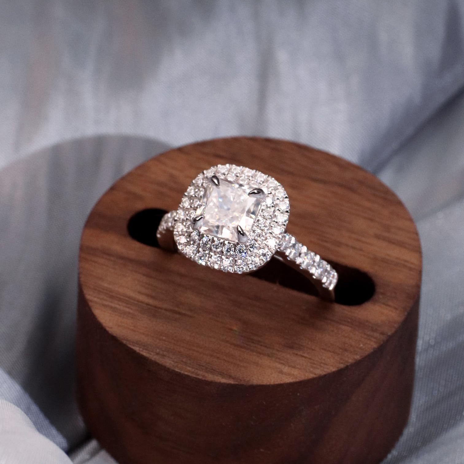 1.6Ct Moissanite Engagement Ring, 18K Real Gold Plated, Moissanite
