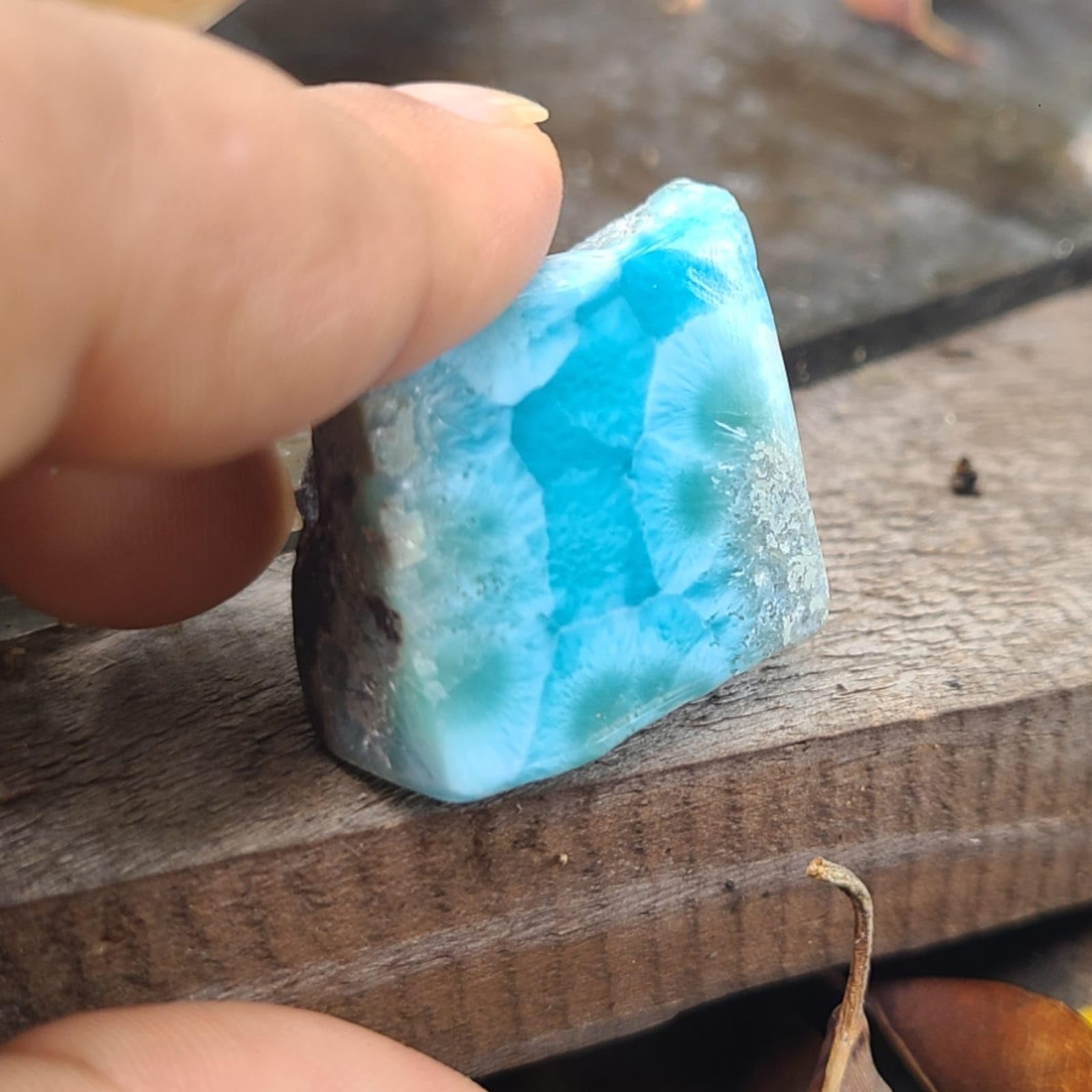 1 Authentic and Natural Larimar Rough Polished - Unique and Timeless Larimar Piece - Perfect for Jewelry Projects and Gem Collector - Larimar Charm - One-of-a-kind Larimar Statement Piece