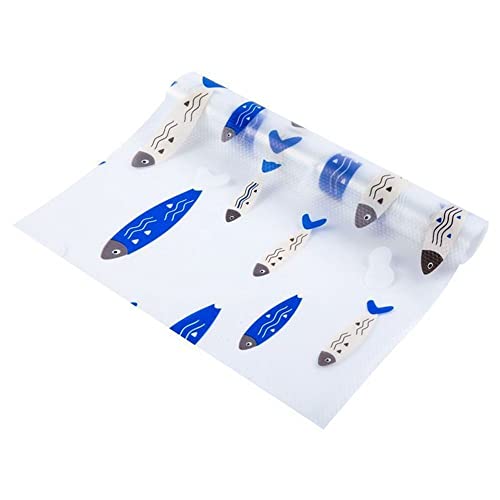 1 Roll Cabinet Liner Shelf Liner Kitchen Table Mat EVA Daisy Cupboard Drawer Mat Waterproof Cabinet Mat Anti-Slip Refrigerator Pad(60x200cm-Fish)