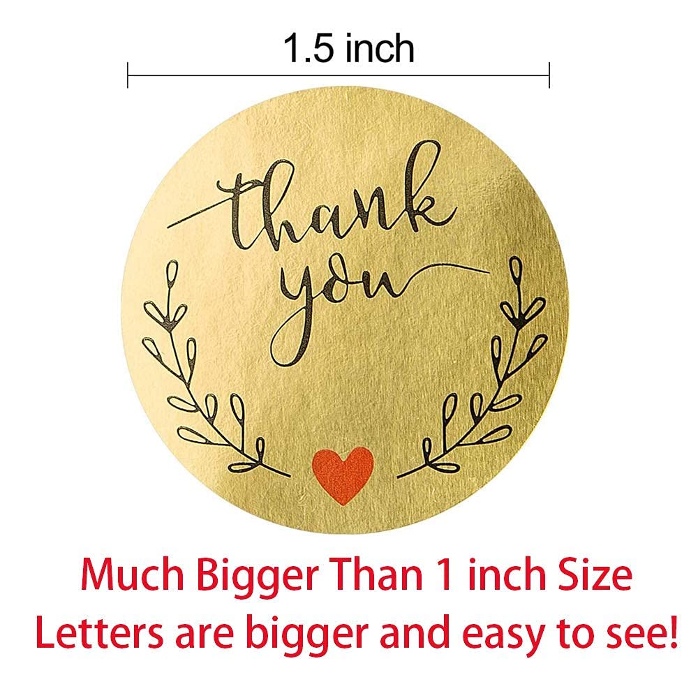 1.5" Gold Thank You Stickers,500pcs, with Cute Box