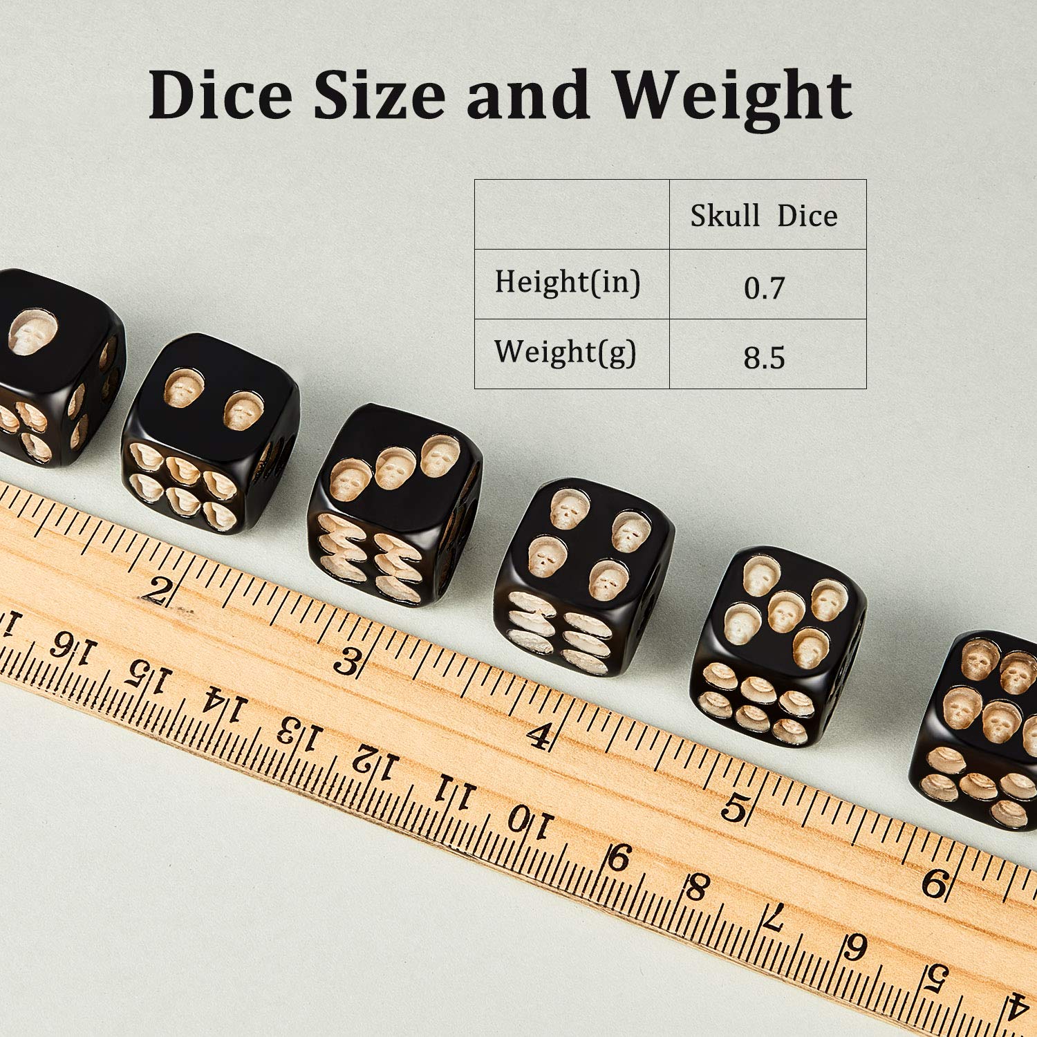 10 Pieces Black Skull Dice Halloween Dice 3D Skeleton Dice Decorative Mini Skull Face Gaming Dice 0.7 Inch Cube Dice with Flannel Bag for Club Pub Halloween Party