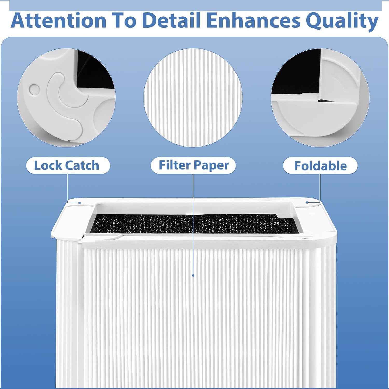 1 Pack 211+ Replacement Filter Compatible with Blueair Blue Pure 211+ Air Cleaner Purifier, Foldable Particle and Activated Carbon Replacement Filter