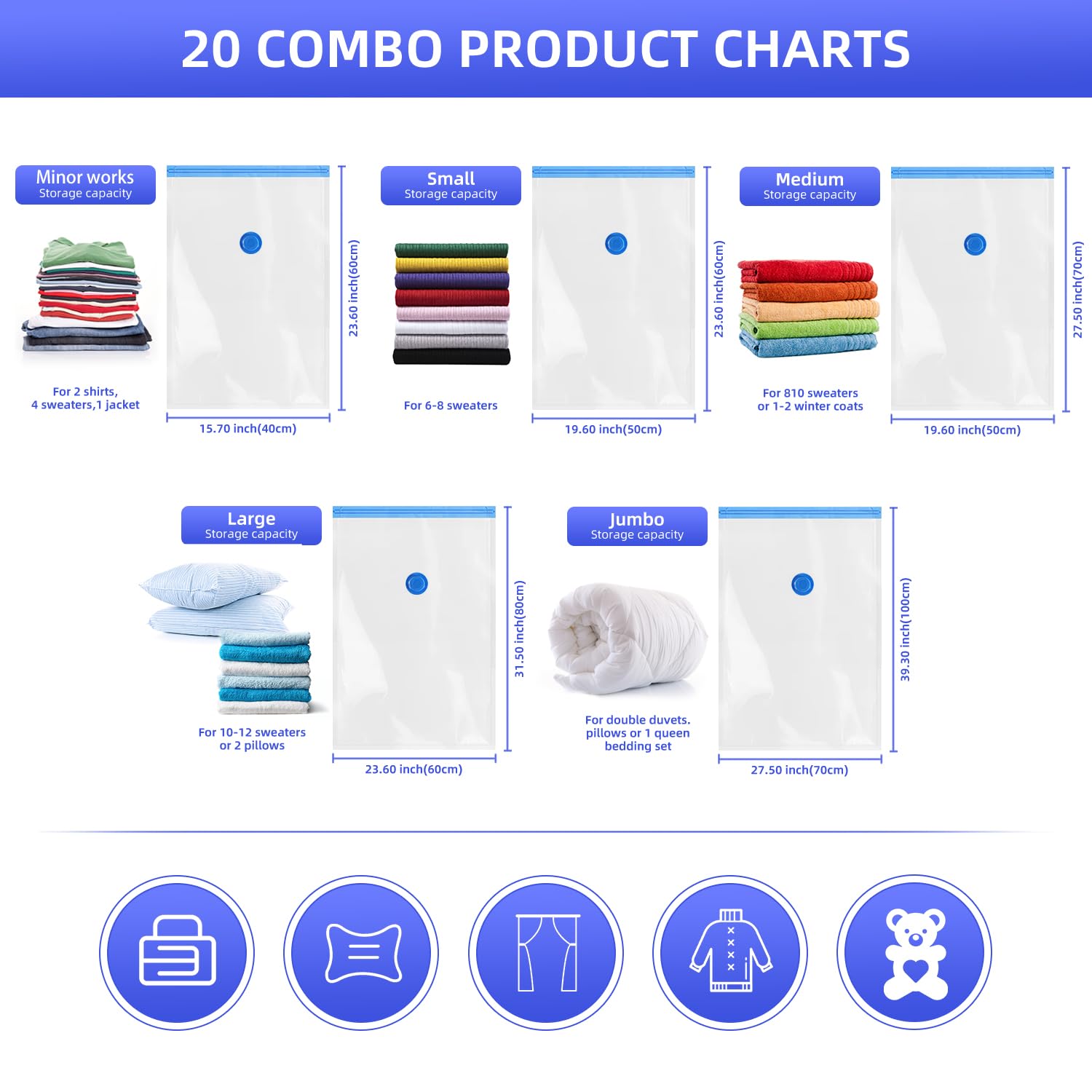 10 Pack Vacuum Storage Bags, Space Saver Bags with Hand Pump, Vacuum Seal Bags for Clothing, organization and storage Comforters, Pillows, Towel, Blanket Storage, Bedding,moving supplies.