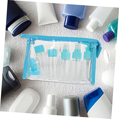 1 Set Toiletry Tools Bottles Cosmetic Holder Blends Shampoo Makeup Up Make Cosmetics and Reusable Blue Containers Essential Travel Kit Refillable Cream Size Product Lotion Soap