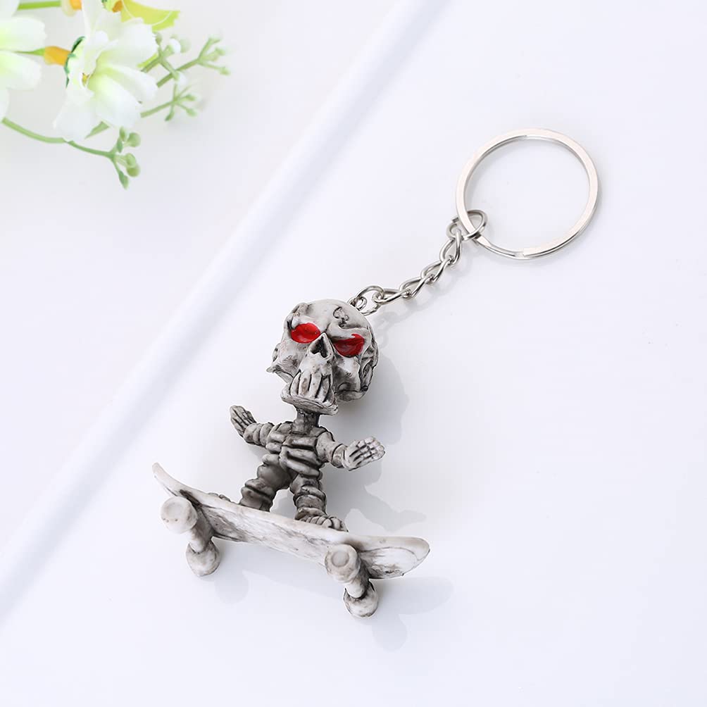 1 pc Halloween Skull Keychain Rubber Skeleton Hanging Pendant Fashion Skateboard Skull Handbag Car Keyring Decor