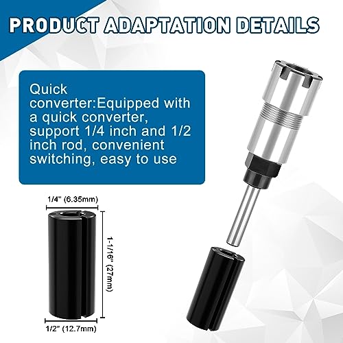 1/4 Inch Shank Router Bit Collet ER20M Extension Chuck Converter, Drill Chuck Adapter, Convert 1/2-Inch & 1/4-Inch Shank Bits for Milling Lathe Tool Workholding and CNC Engraving Machine