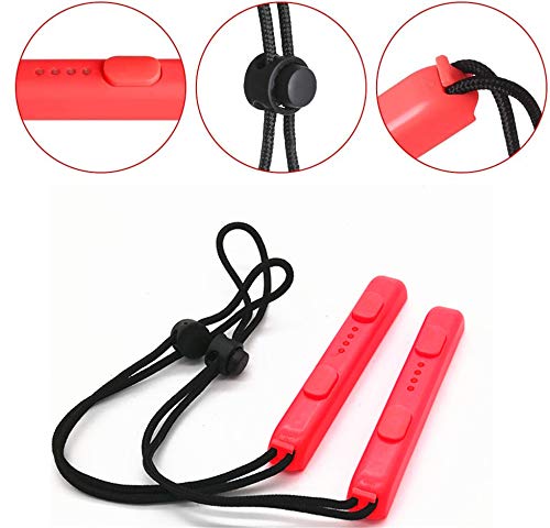 1 Pair of Joy-Con Handle Controllers with anti-slip Lanyards for Nintendo Switch Video Games-Red