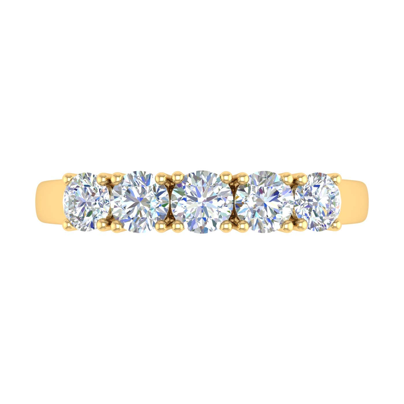 1 Carat 5-Stone Diamond Wedding Band Ring in 14K Yellow Gold (Ring Size 6.75) - IGI Certified