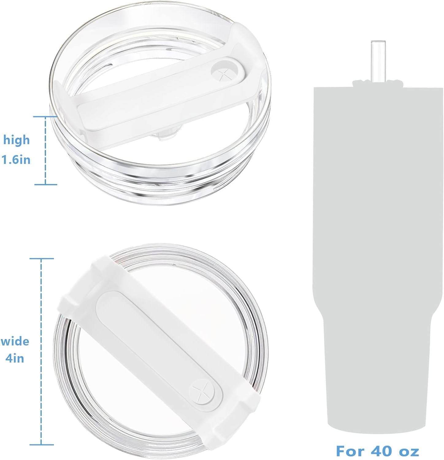 1 Pcs Replacement 40 oz Tumbler Lid for Stanley Cup, Dustproof Spill Proof Splash Resistant Tumbler Covers Fit for Stanley Tumbler and More Coffee Mugs (White)