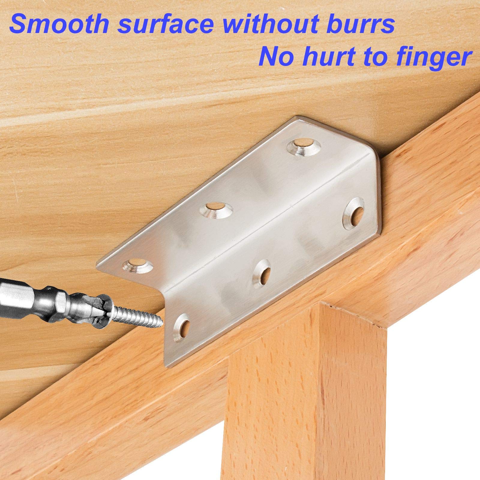 22 Pack Stainless Steel L Corner Brackets 100X25X2mm Heavy Duty L Bracket Joint Right Angel Corner Brace for Wood Cabinets Furniture