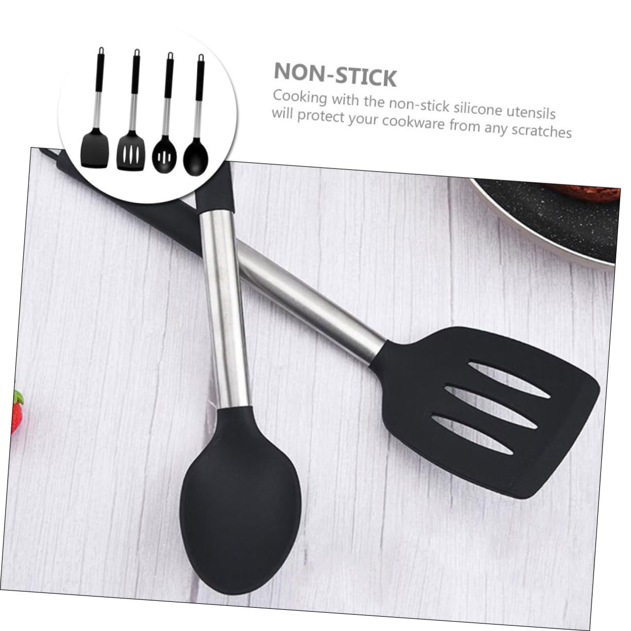1 Set kitchen set stainless steel cookware silicone kitchen utensils non-stick utensils frying utensils dinnerware+sets stainless steel cooking utensils cooking spatula rice scoop