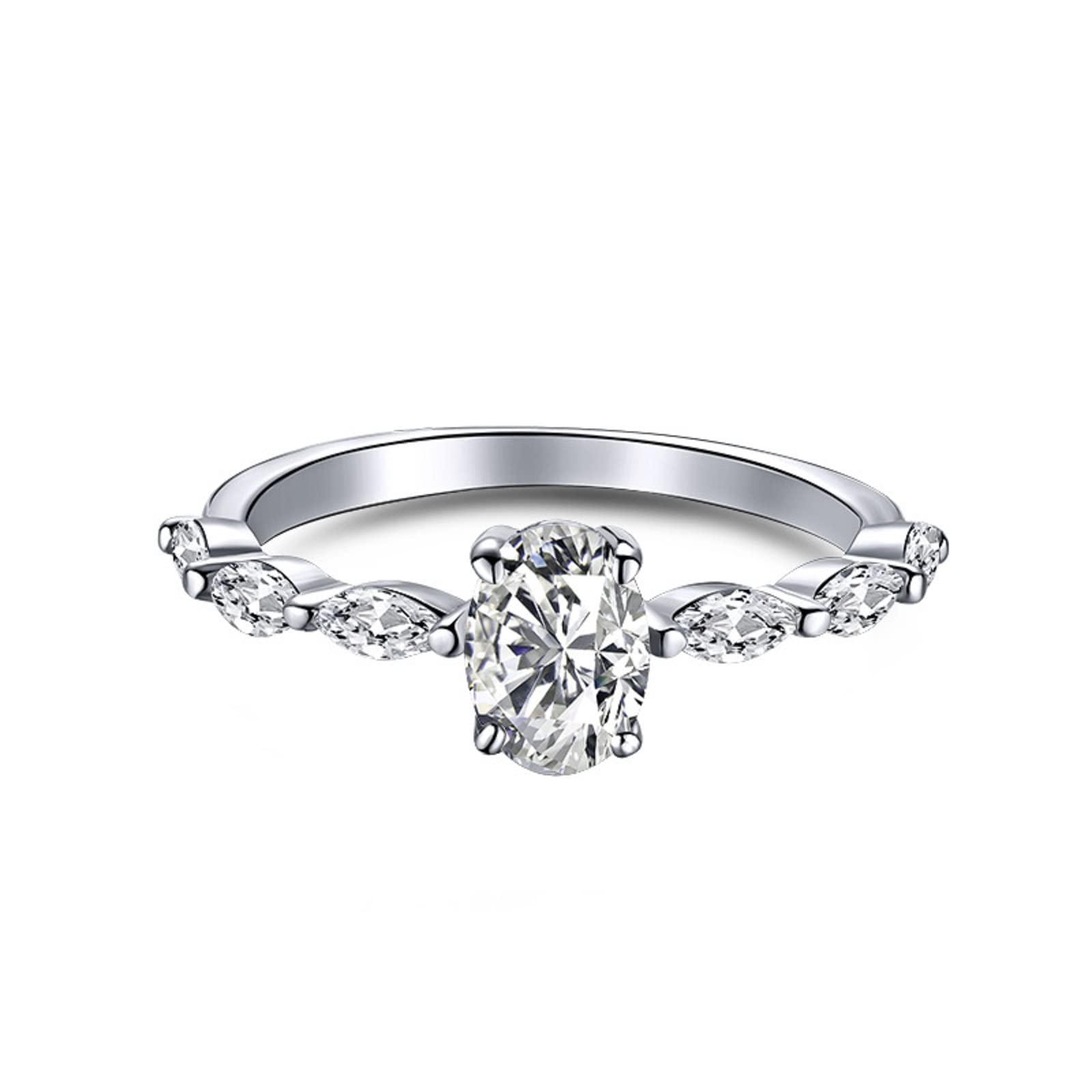 1 Carat Moissanite Ring Classic Egg-shaped horse eye ring Round Cut Solitaire Ring for Women, Engagement, Promise, Wedding (7)