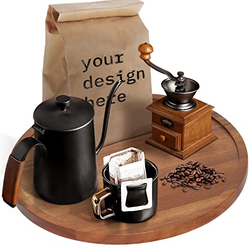 11.5 Inches Decorative Tray Wooden Serving Trays for Food Coffee Holder Round Wood Trays,Decorative Trays for Home Decor Acacia Wood