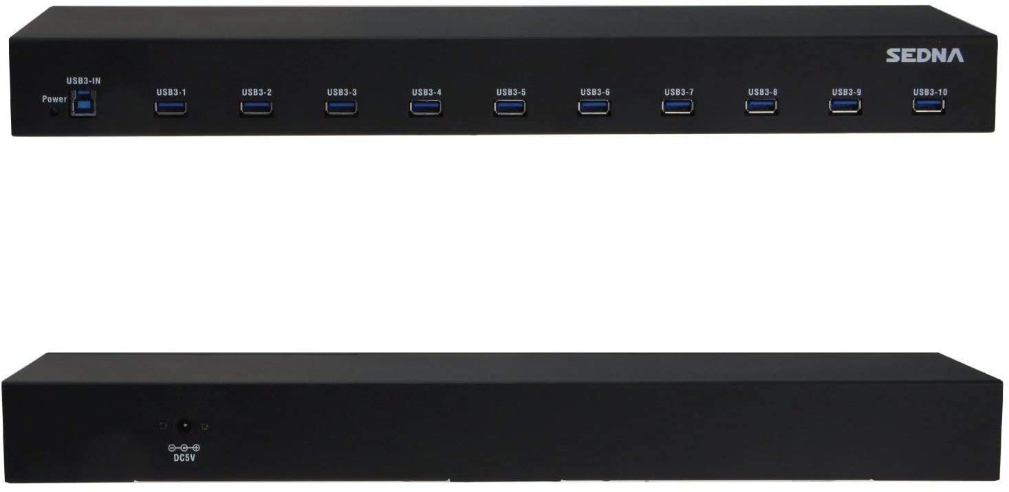 10 Port USB 3.1 Gen I Hub (5Gbps) - 19 Inch 1U Rack Mount