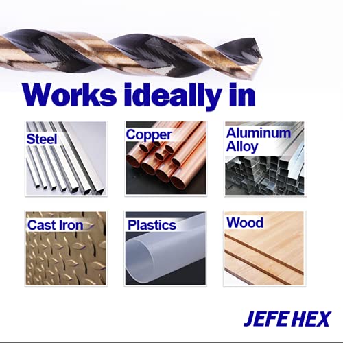 1/4" High Speed Steel Black & Gold Coated Drill Bit, Jobber Length with 3-Flat Shank, 135 Degree Split Point. Ideal for Steel, Wood and Plastics. Suitable for DIY & General Purpose Usage. (3 pcs)