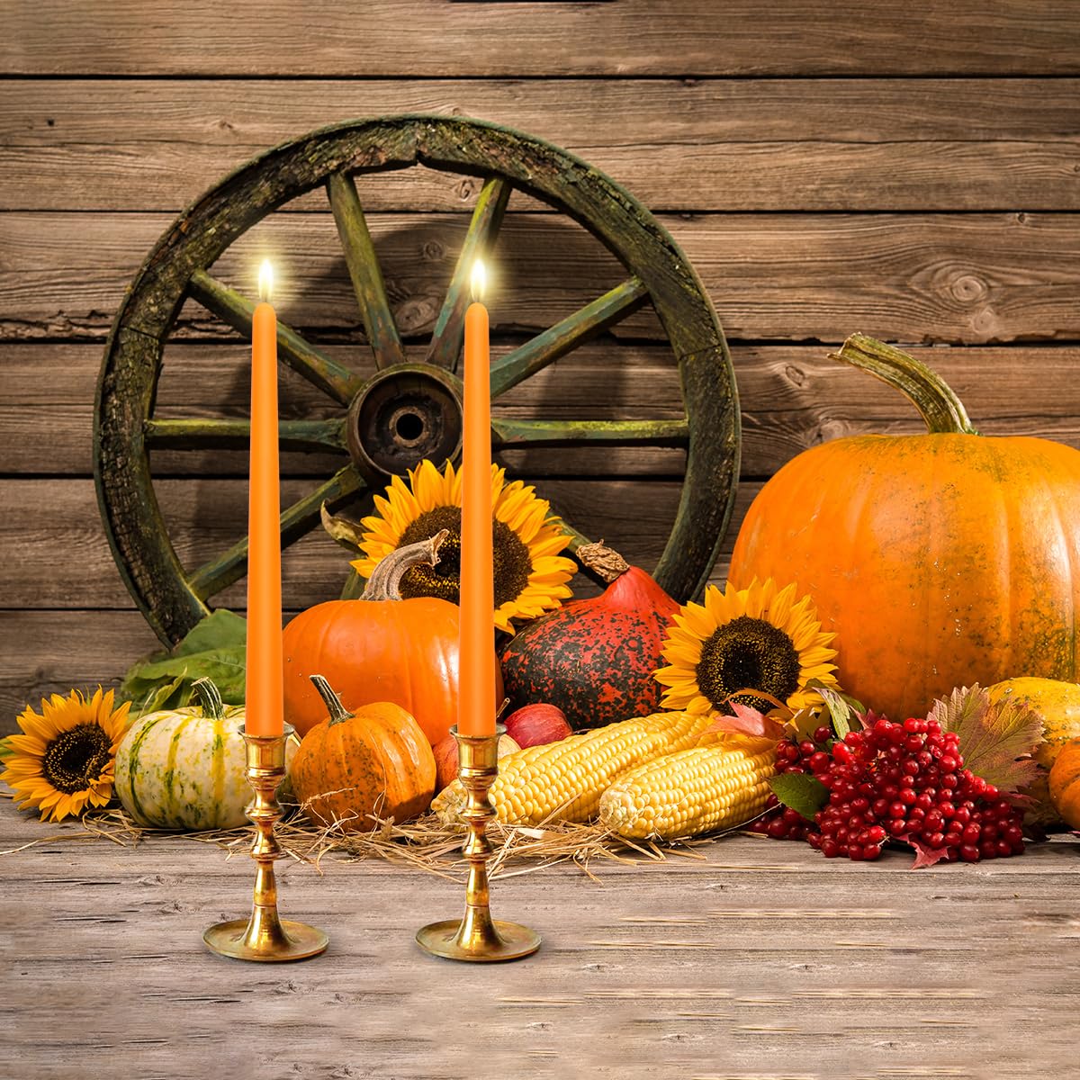 10 Pack 12 Inch Orange Taper Candles β Unscented, Dripless, Smokeless Candlesticks for Halloween, Autumn Decor, Thanksgiving, and Home Celebrations β Long Burning Dinner Candles for All Occasions