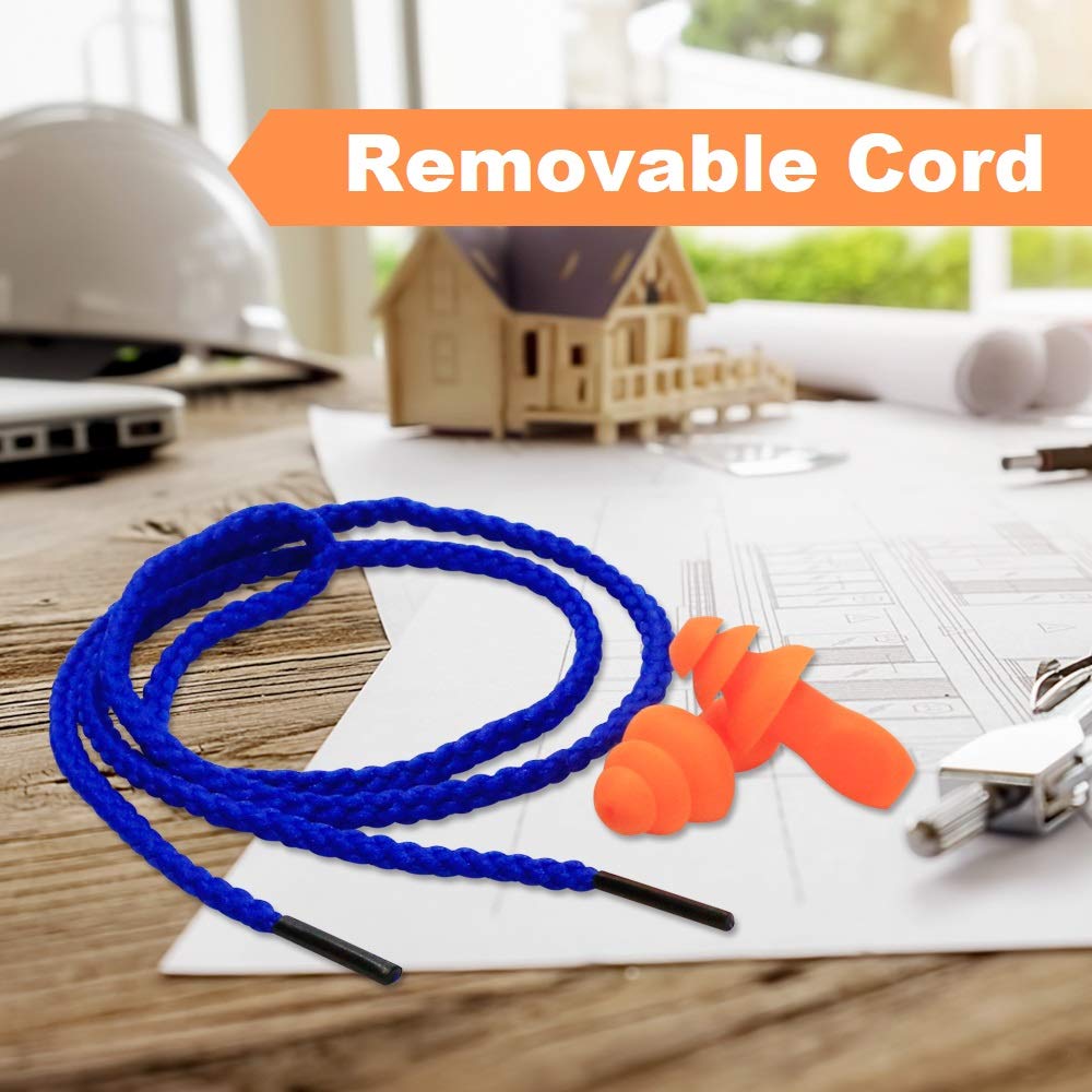 10 Pair Corded Ear Plugs for Shooting Range Ear Protection for Gun Range - Hunting Ear Plugs Individually Wrapped Shooting Ear Buds Hunting Ear Protection Hearing Protection Ear Plugs for Construction