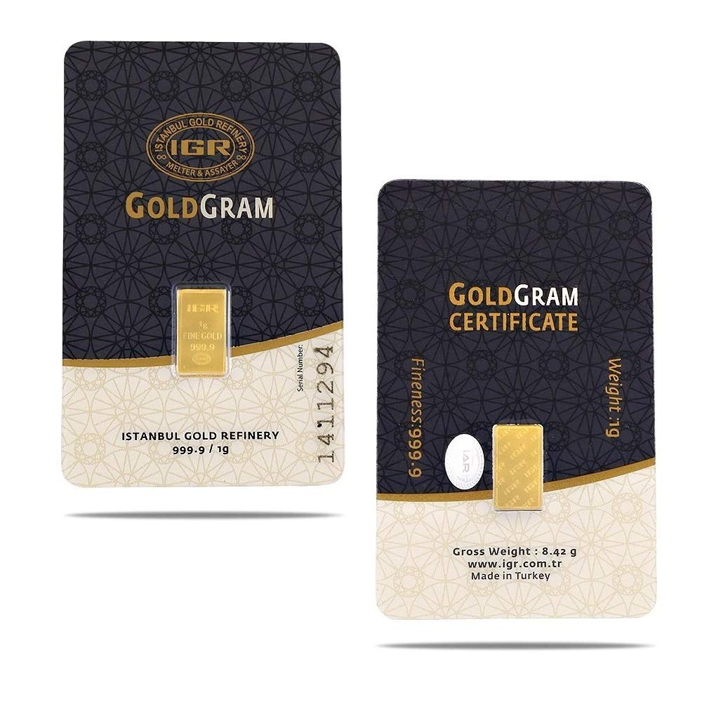 1 Gram Fine Gold Bar - Assayed .9999 Pure Fine Bullion